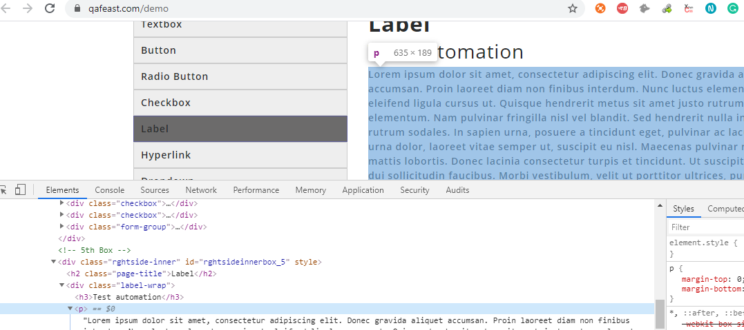 How To Get The Text From Label paragraph